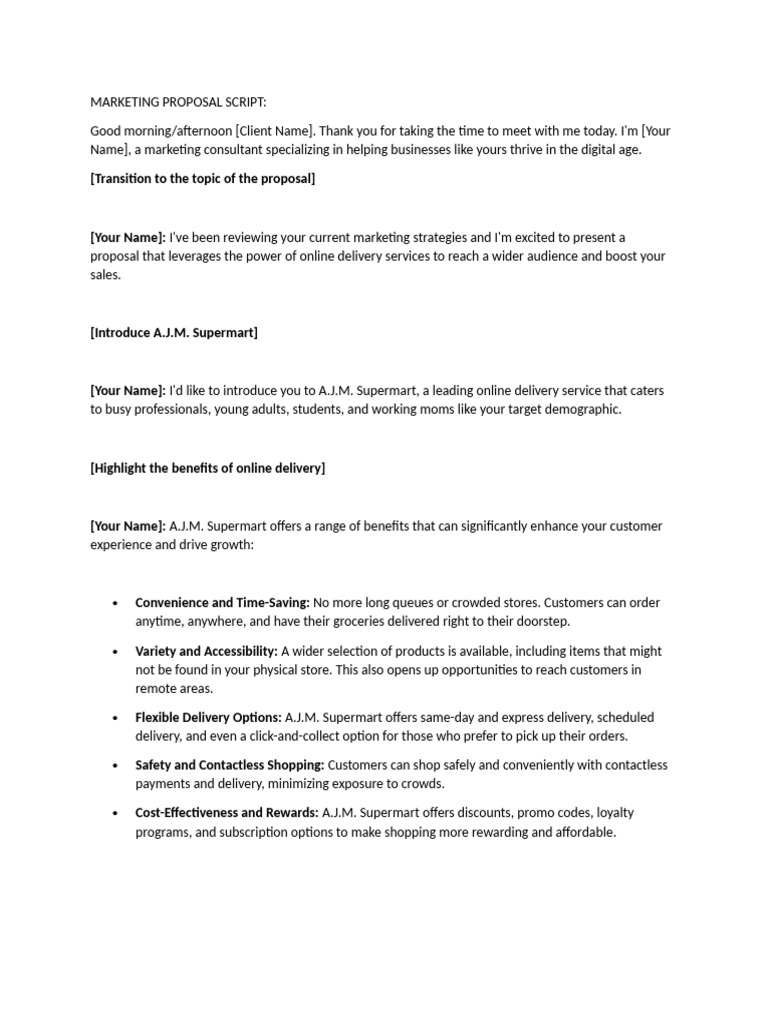 Marketing Proposal Script | PDF | Marketing | Business
