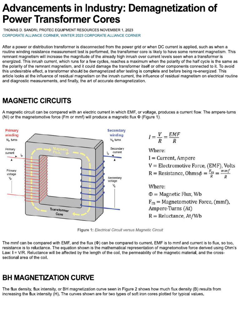 Demagnetisation of Power Transformer Cores | PDF