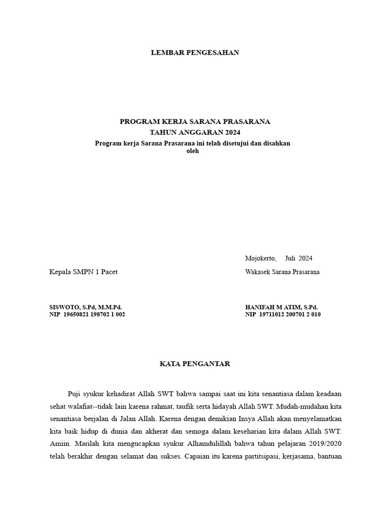 Waka Sarpras Hanifah | PDF