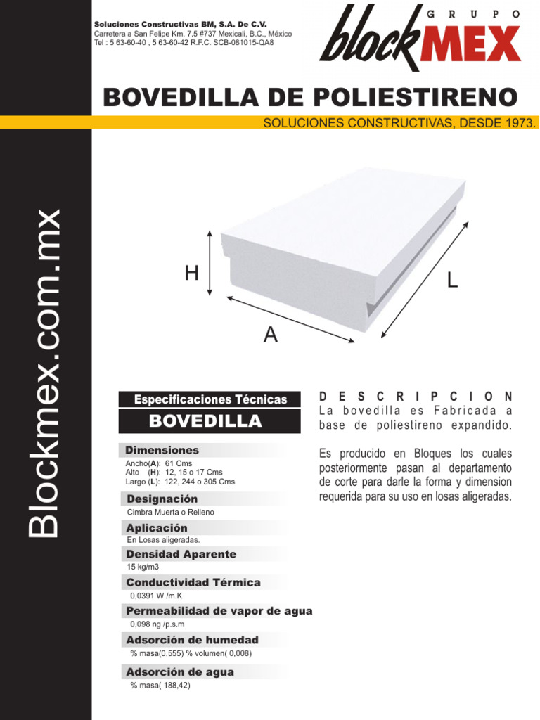 Bovedilla Ficha Tecnica | PDF
