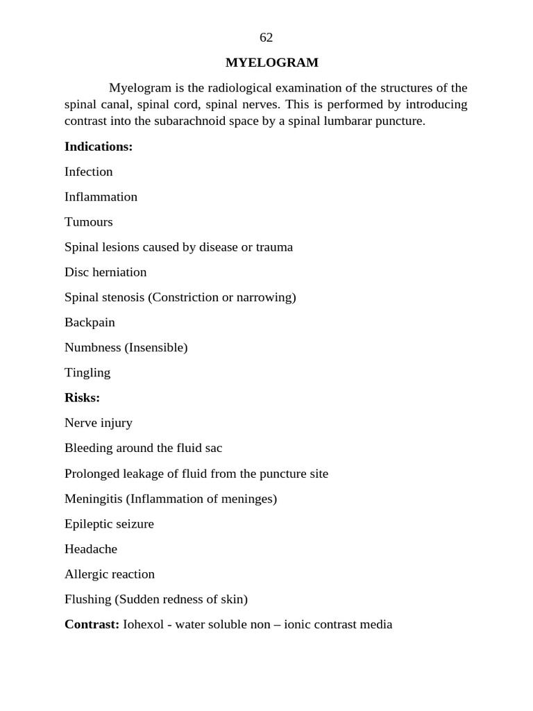 Myelogram | PDF