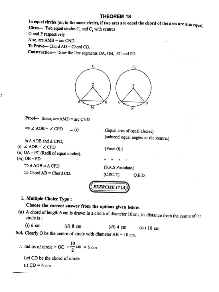 285 - Math IX CH 17 Circles Solutions | PDF | Circle | Euclid