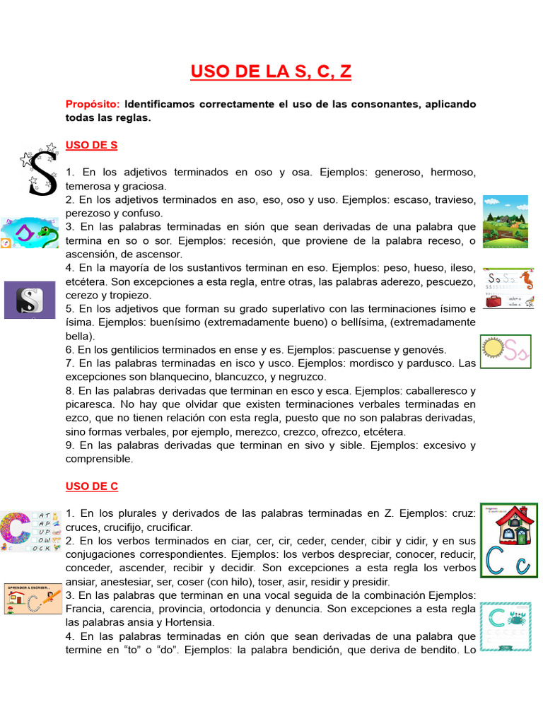 Uso de La S, C, Z | PDF | Relaciones sintácticas | Lingüística