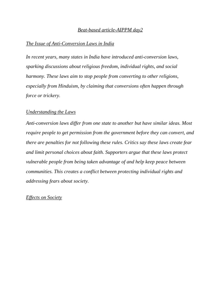 Vihaan Beatbasedarticle Aippm Day2 | PDF | Freedom Of Religion | Faith