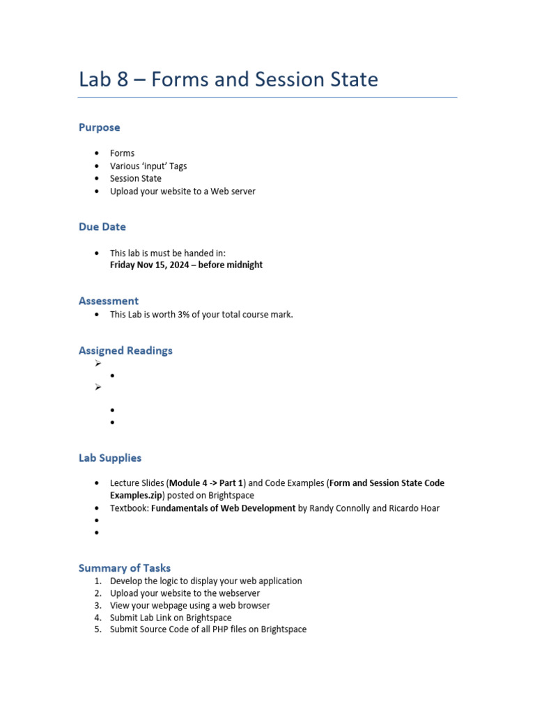 Lab 8 - Forms and Session State | PDF | World Wide Web | Internet & Web