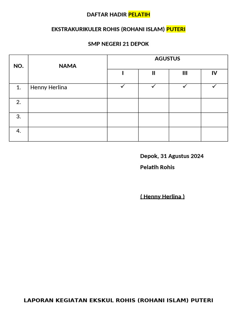 Rohis Puteri Agustus 2024 | PDF