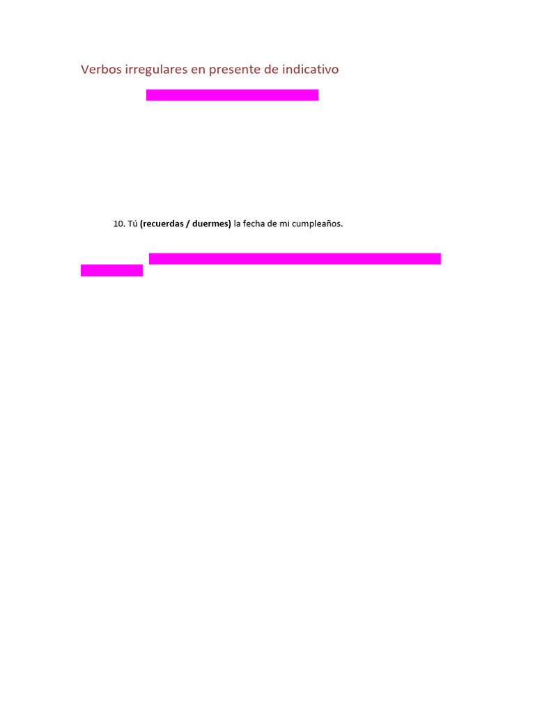 Verbos Irregulares en Presente de Indicativo | PDF