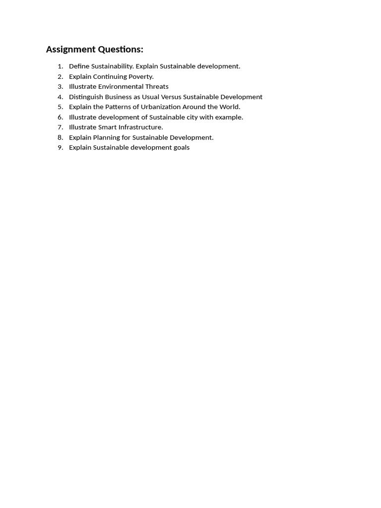 Assignment Questions 1 SDG | PDF