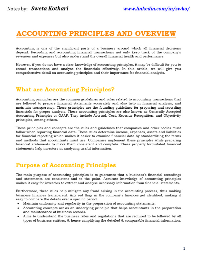 Understanding Key Accounting Principles | PDF | Debits And Credits ...