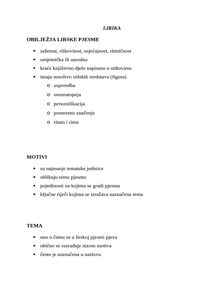 Interpretacija Lirske Pjesme | PDF