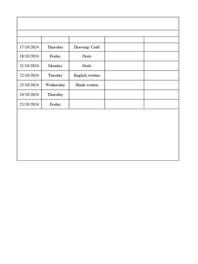 CBSE UKG Exam Time Table 2024-25 | PDF