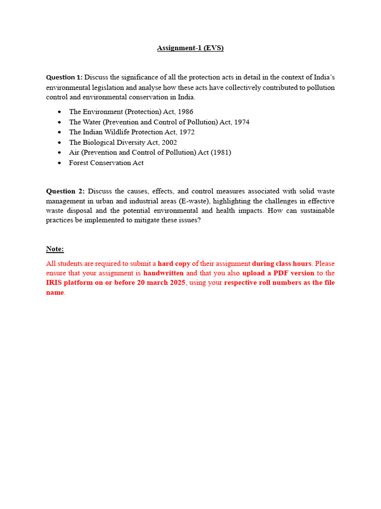 Assignment EVS | PDF