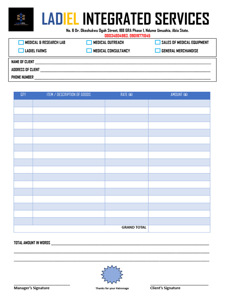 Invoice for Medical Services and Equipment | PDF