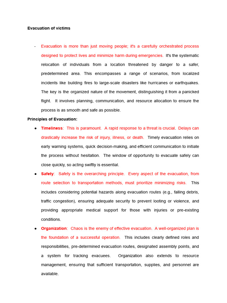 Evacuation of Victims-Notes | PDF | Emergency Evacuation | Emergency ...