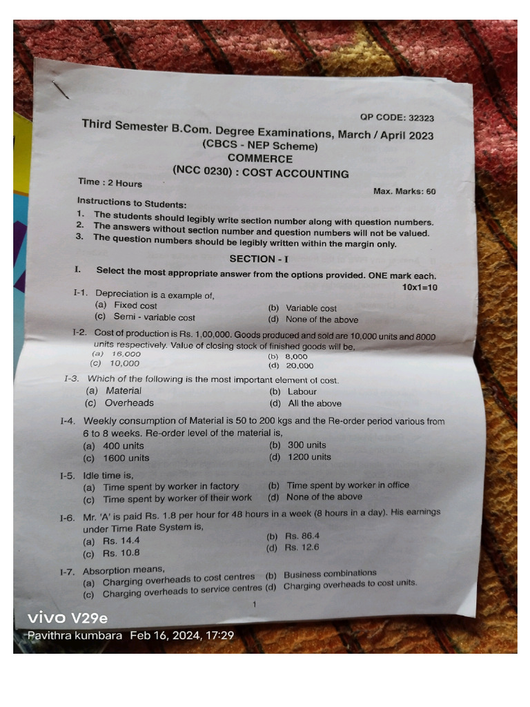 3rd Sem Question Paper | PDF