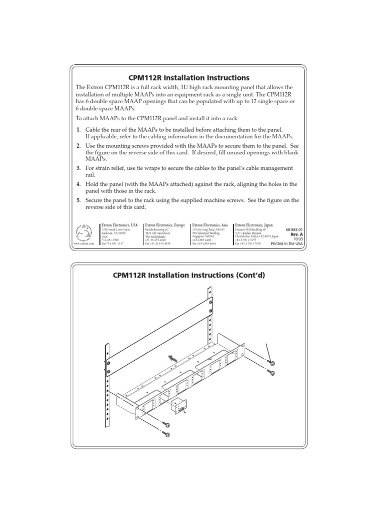 Extron Electronics CPM112R Installation Instructions | PDF | Equipment | Manufactured Goods