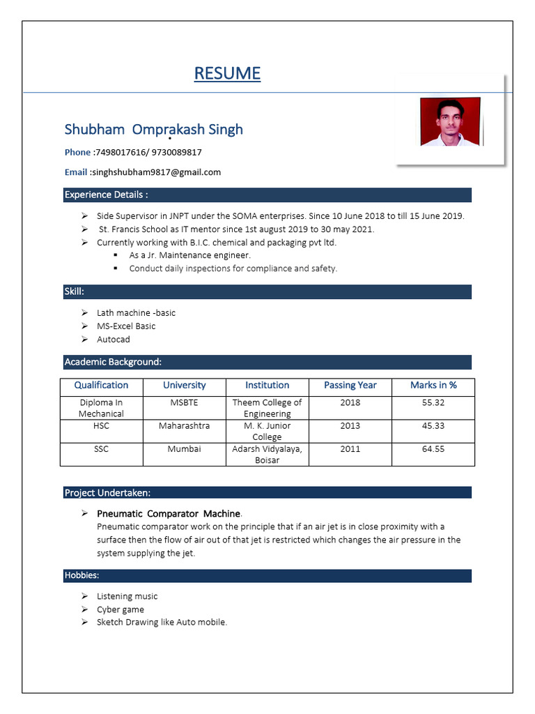 Shubham Resume 2020 | PDF