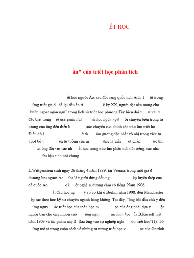 (123doc) Danh Nhan Triet Hoc Ludwig Josef Johann Wittgenstein 1889 1951 Potx | PDF