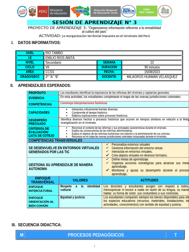 Sesion CCSS 3° Sec-Semana 03 Uni 3 | PDF | Aprendizaje