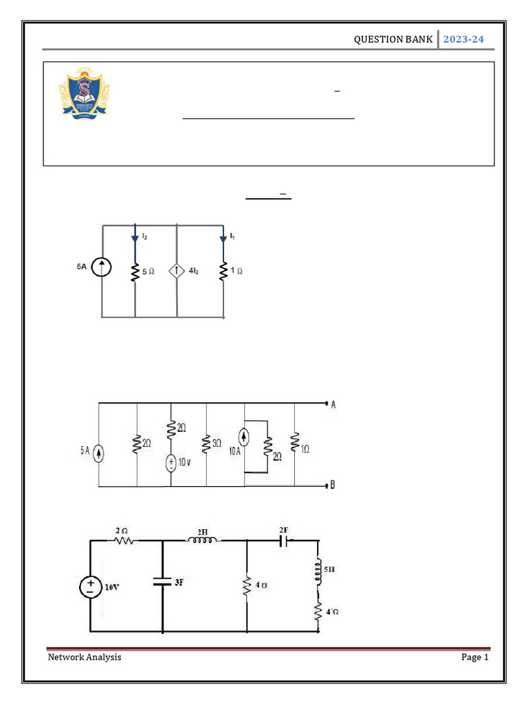 Network Analysis (23EE0205) QB FINAL | PDF | Electrical Impedance | Resonance