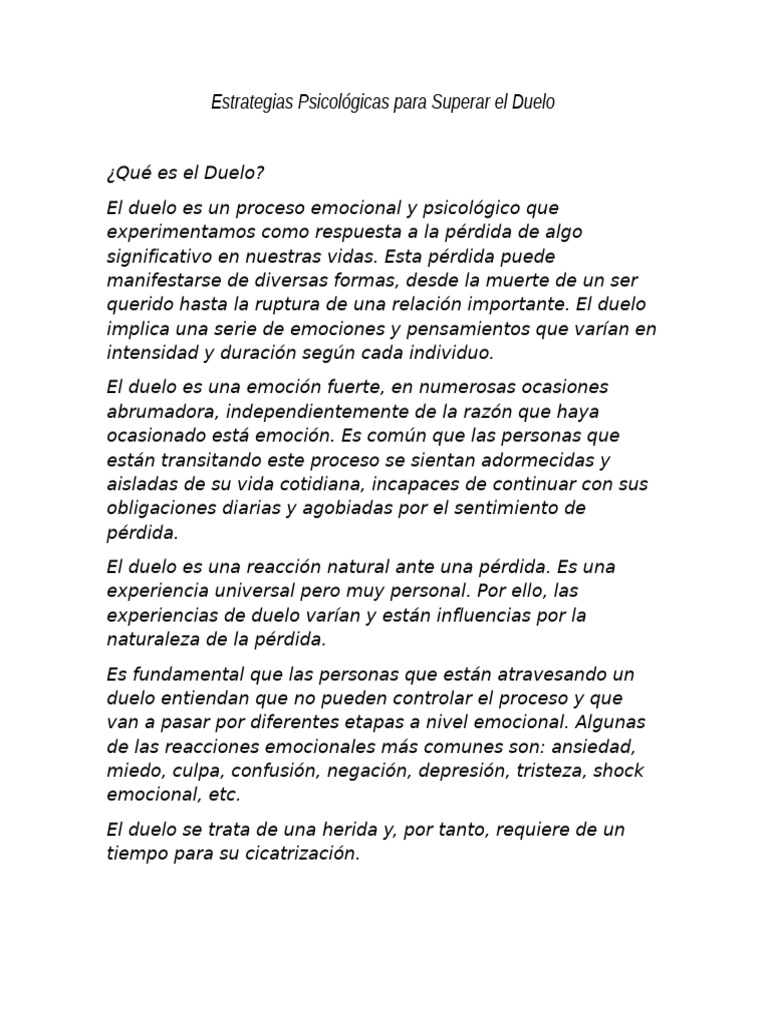 Estrategias para Superar el Duelo | PDF | Dolor | Las emociones
