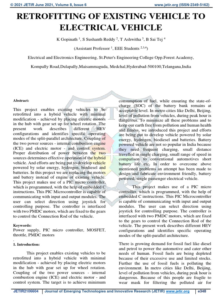 Retrofitting_of_Existing_Vehicle_to_Elec | PDF | Mosfet | Field Effect ...