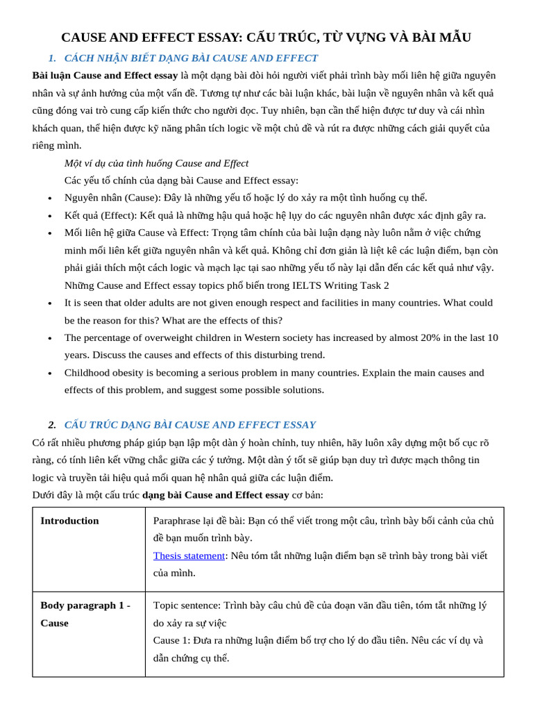 Cause and Effect Essay | PDF