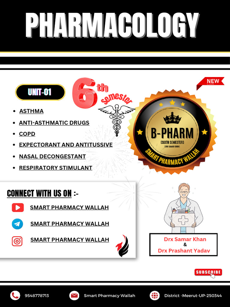 UNIT-01 - (PHARMACOLOGY-03) - 6th Semester-Smart Pharmacy Wallah-Drx Samar Khan | PDF | Cough ...