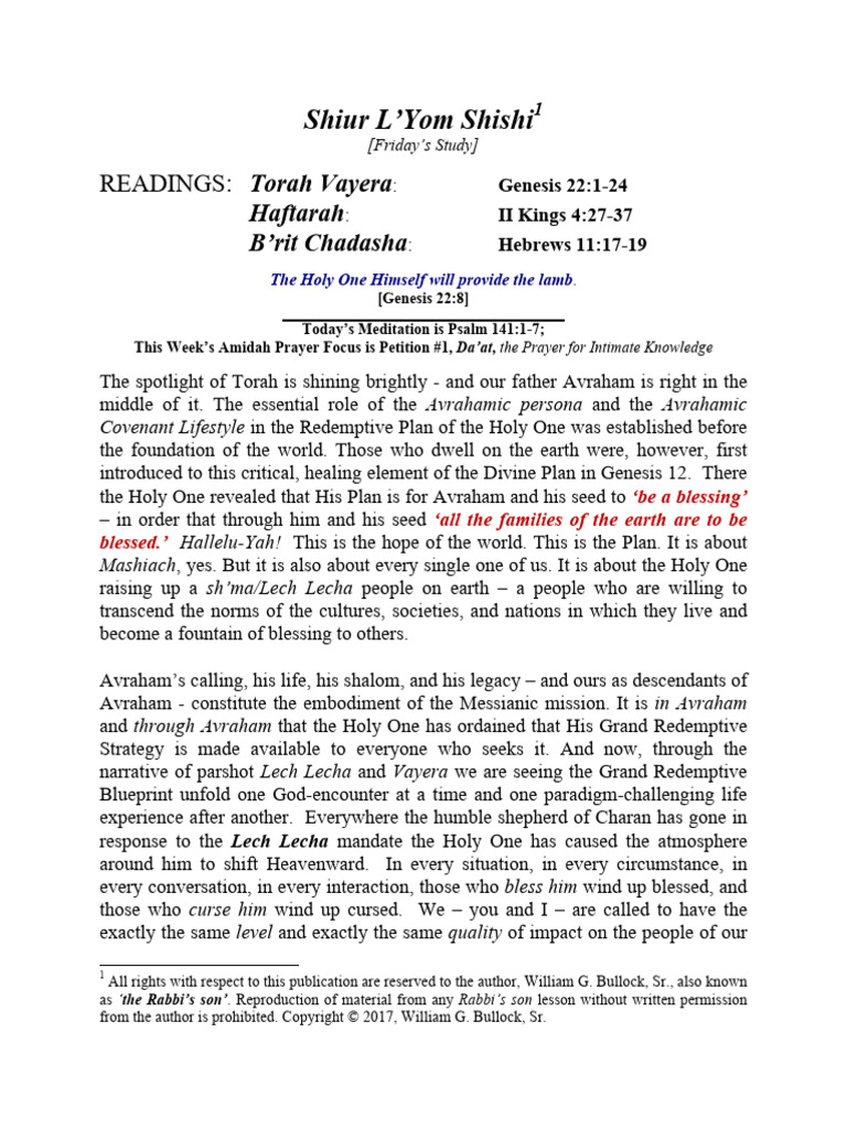 Vayera-Genesis 22v1-24 | PDF | Abraham | Sarah