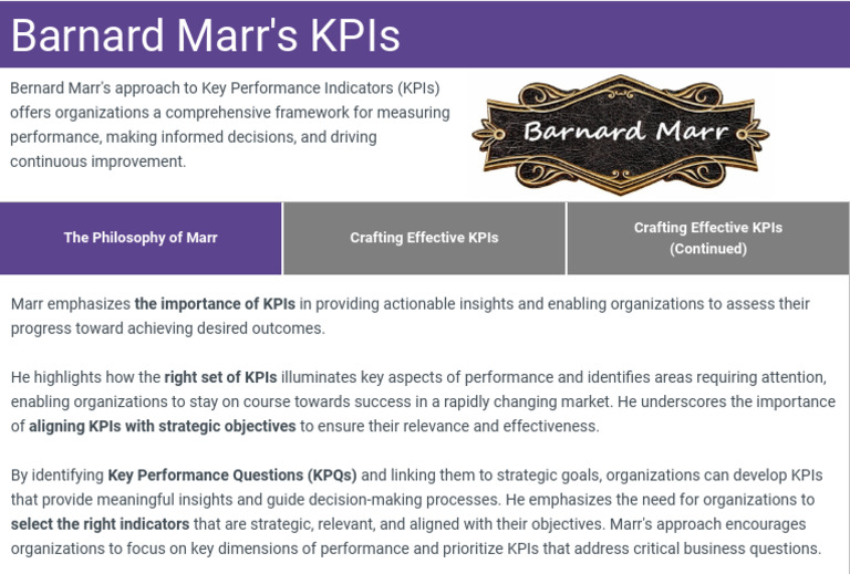 3.1approaches To KPI Design-Barnard Marr's KPIs-cropped | PDF