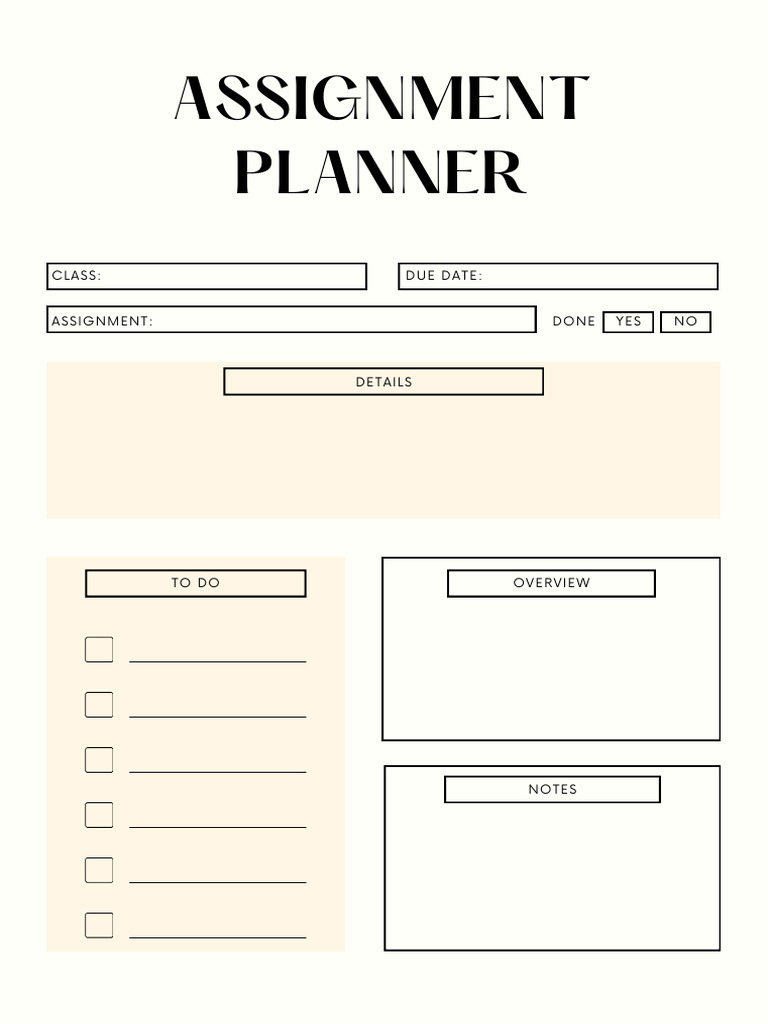 Assignment Planner Sheet | PDF