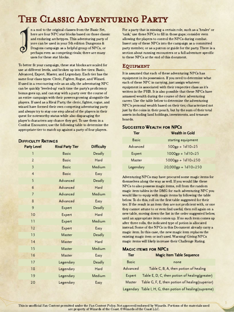The Classic Adventuring Party - GM Binder | PDF | Dungeons & Dragons ...