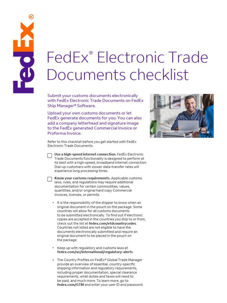 FedEx Electronic Trade Document Setup | PDF | Customs | Computing