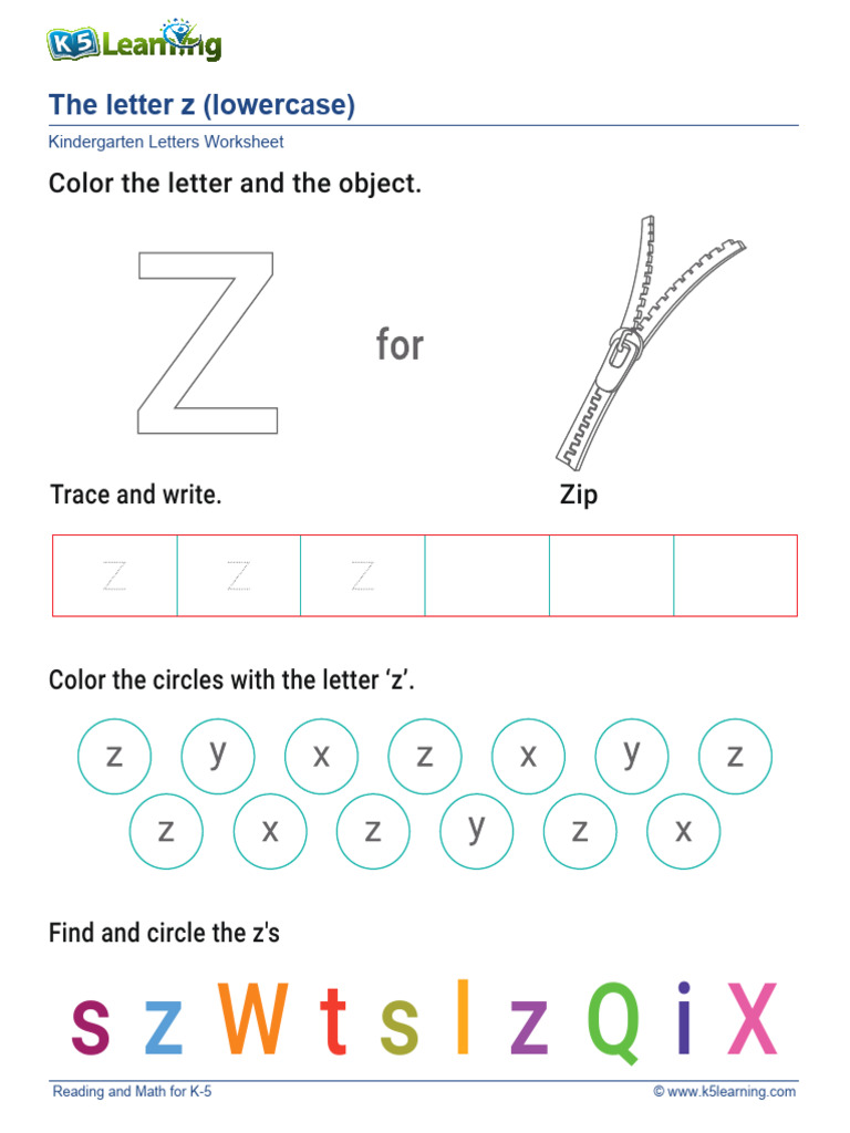 Lowercase Letter Z Worksheet | PDF