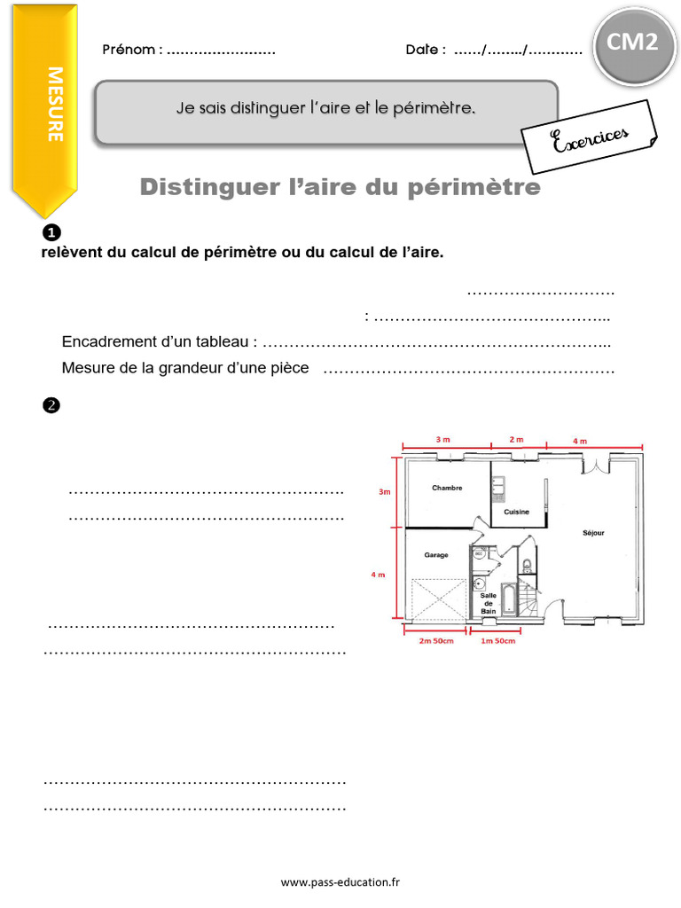 Évaluation Aire et Périmètre CM2 | PDF