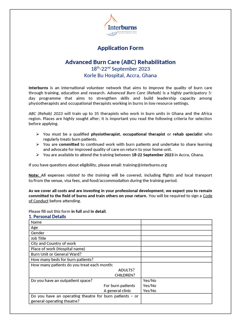 ABC Rehab Application Form 2023 | PDF | Physical Therapy | Hospital