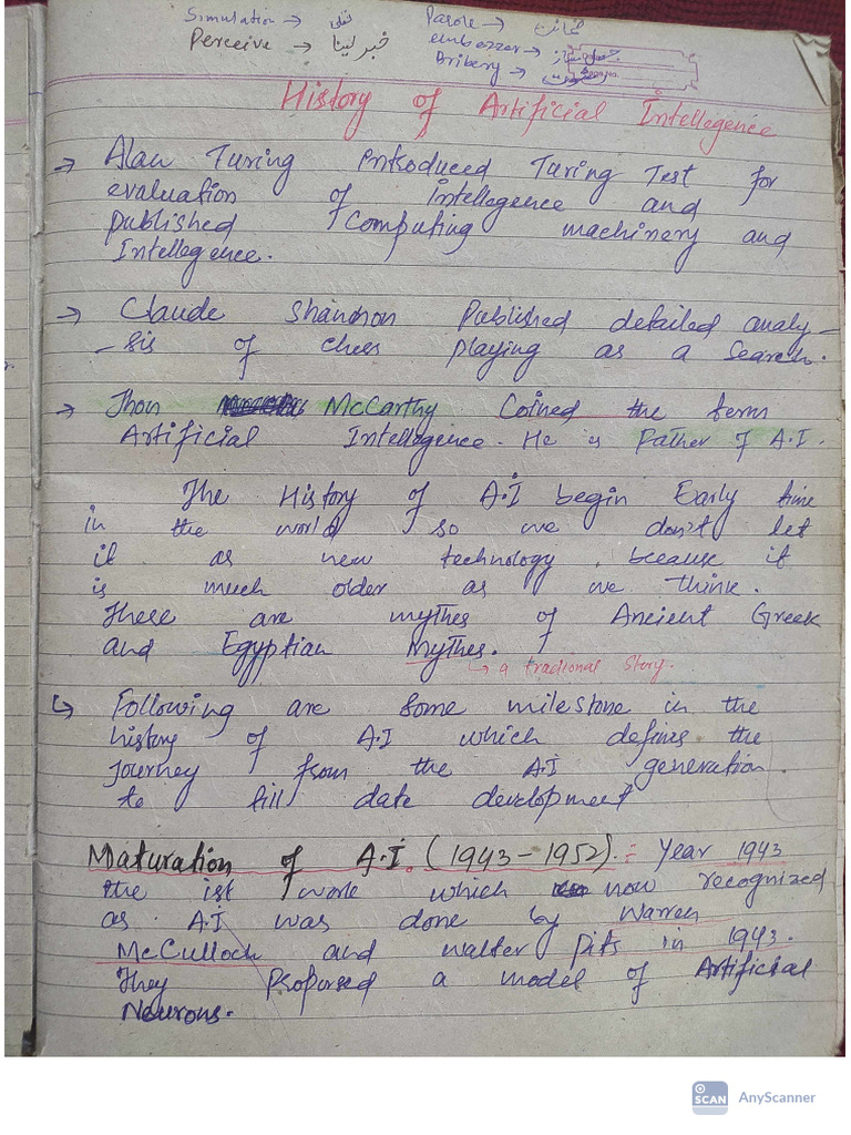 Artificial Intelligence Written Notes Pdf Pdf