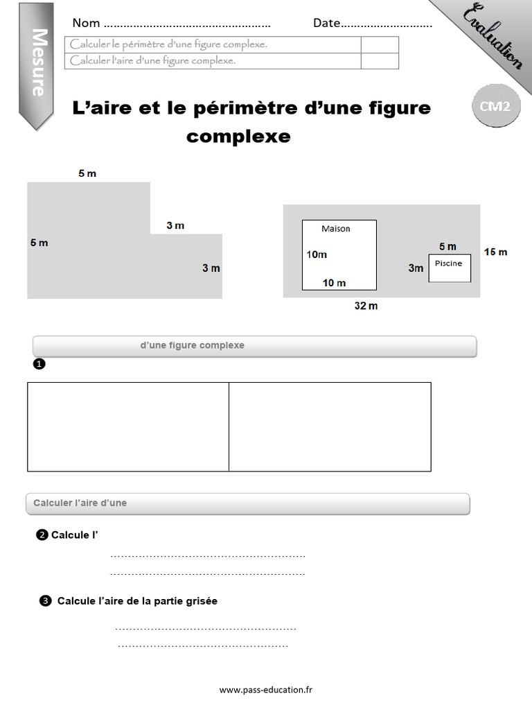 Aire et périmètre figures complexes CM2 | PDF
