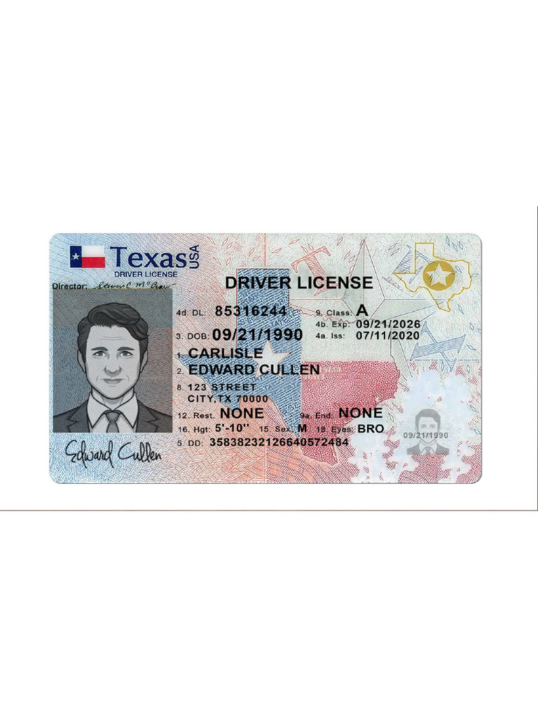 Texas New Driver License PSD Template Front Back | PDF