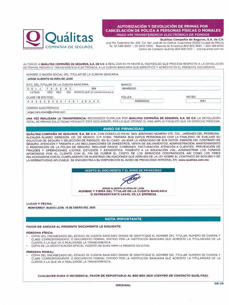 Seguro Quálitas G310R | PDF