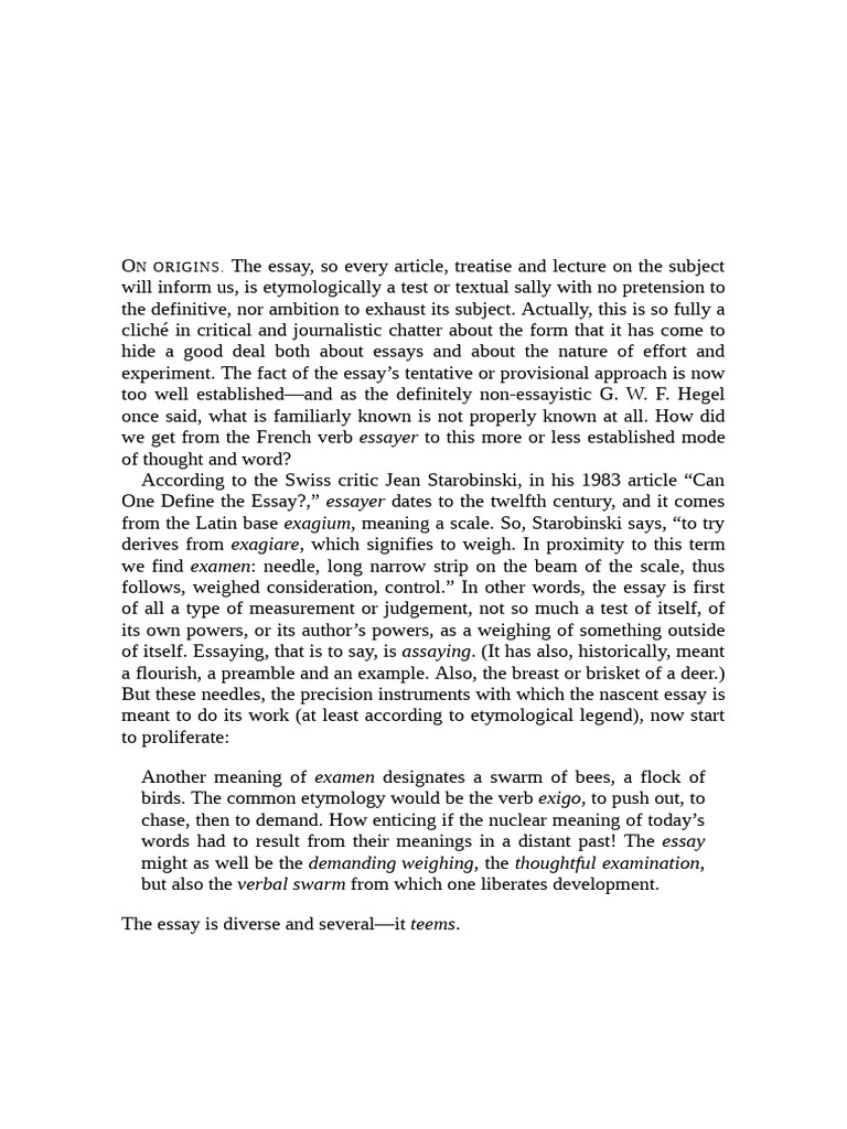 Etymology and Essence of Essayism | PDF | Essays