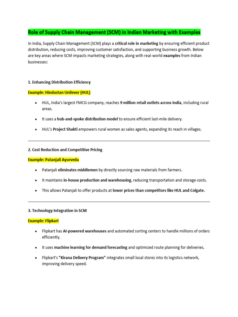 SCM's Impact on Indian Marketing Strategies | PDF | Supply Chain ...