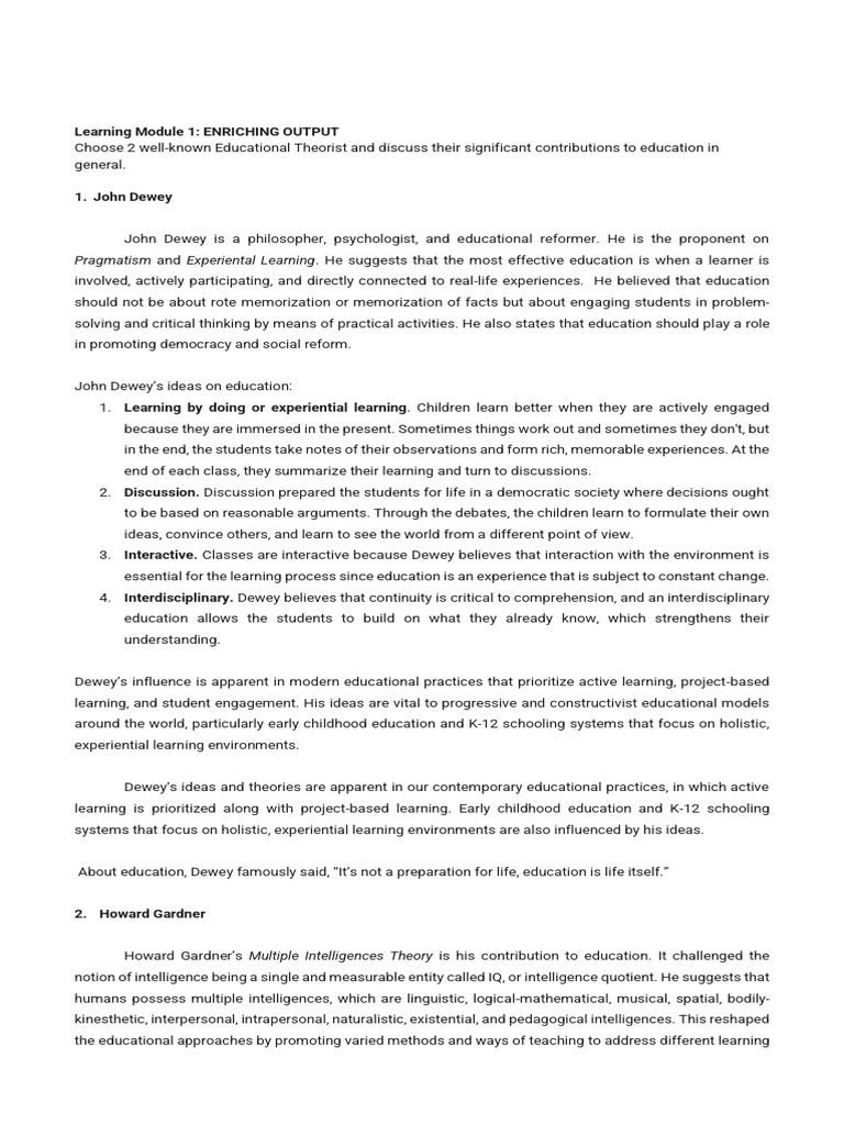 Learning Module 1 - Enriching Output | PDF | Liberal Arts Education ...
