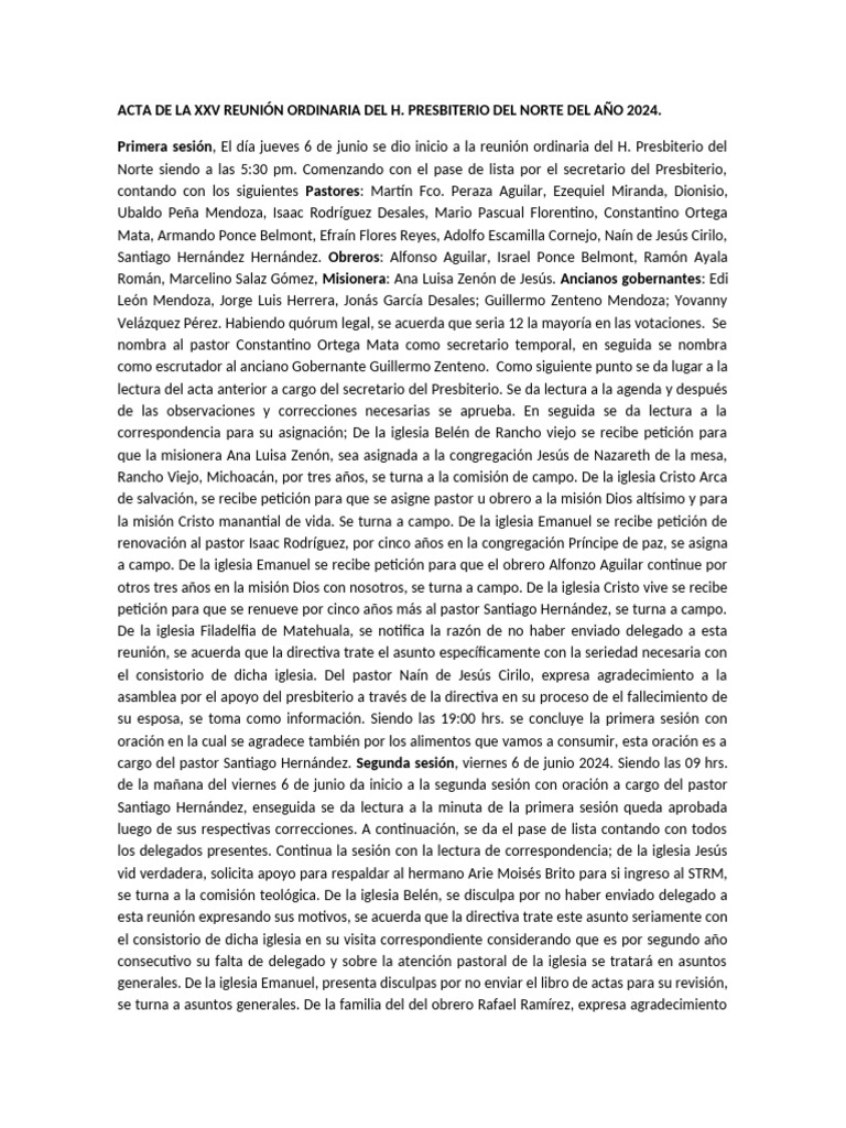 Acta Xxv. Reunion Presbiterial | PDF | Cristo (título) | Pastor