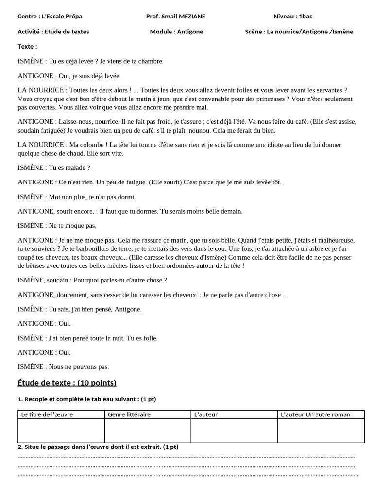 Antigone : Scène 3 Analyse et Questions | PDF