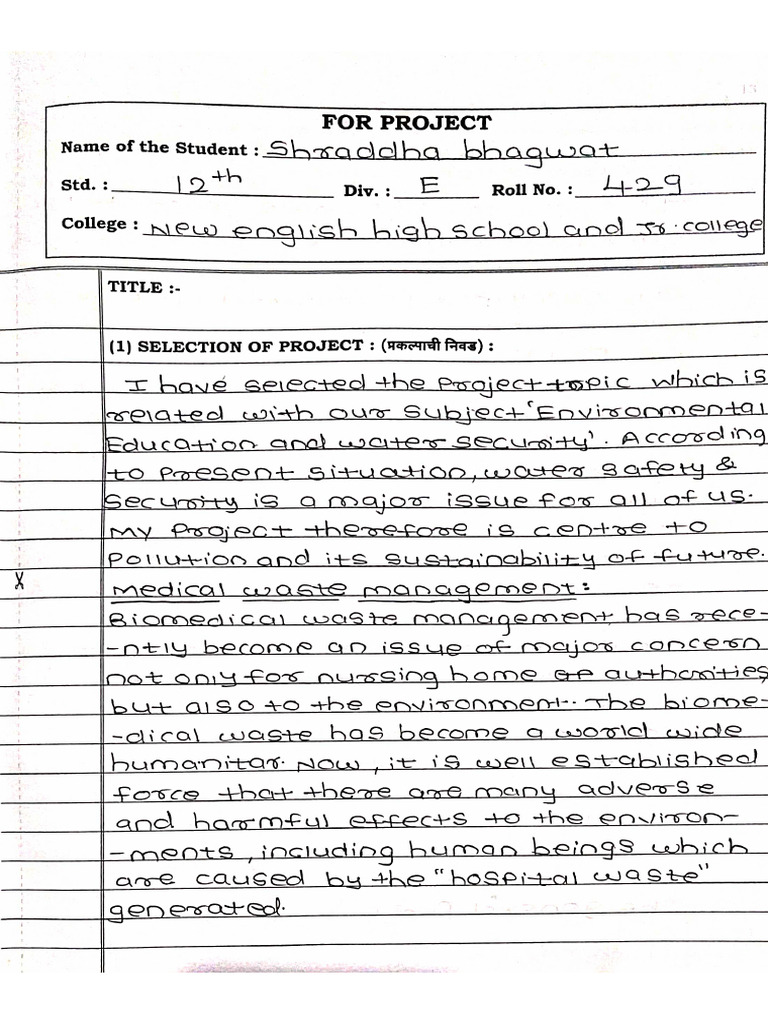 11th Science EVS Project | PDF