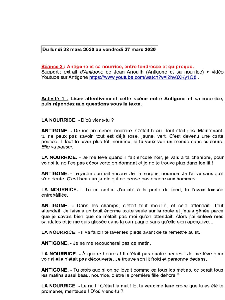 Antigone Scènes 2 Et 3 Soutien | PDF
