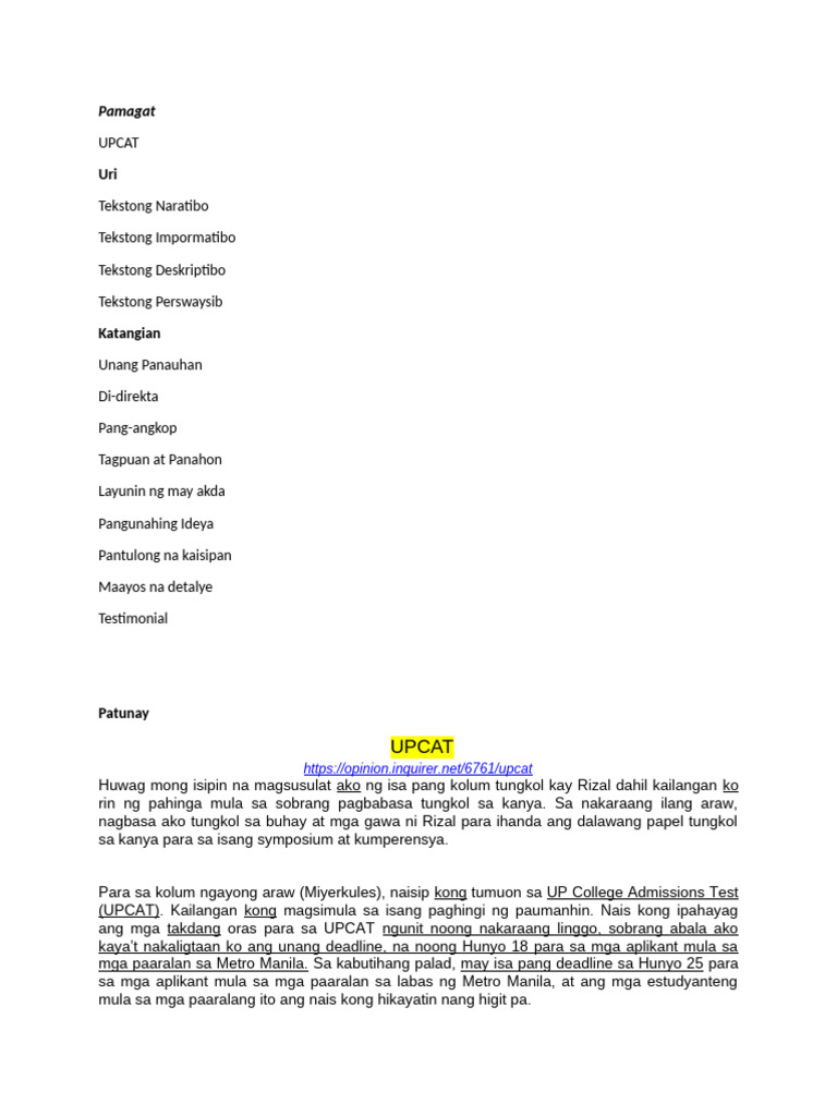 UPCAT Chapter 4 Rodriguez | PDF