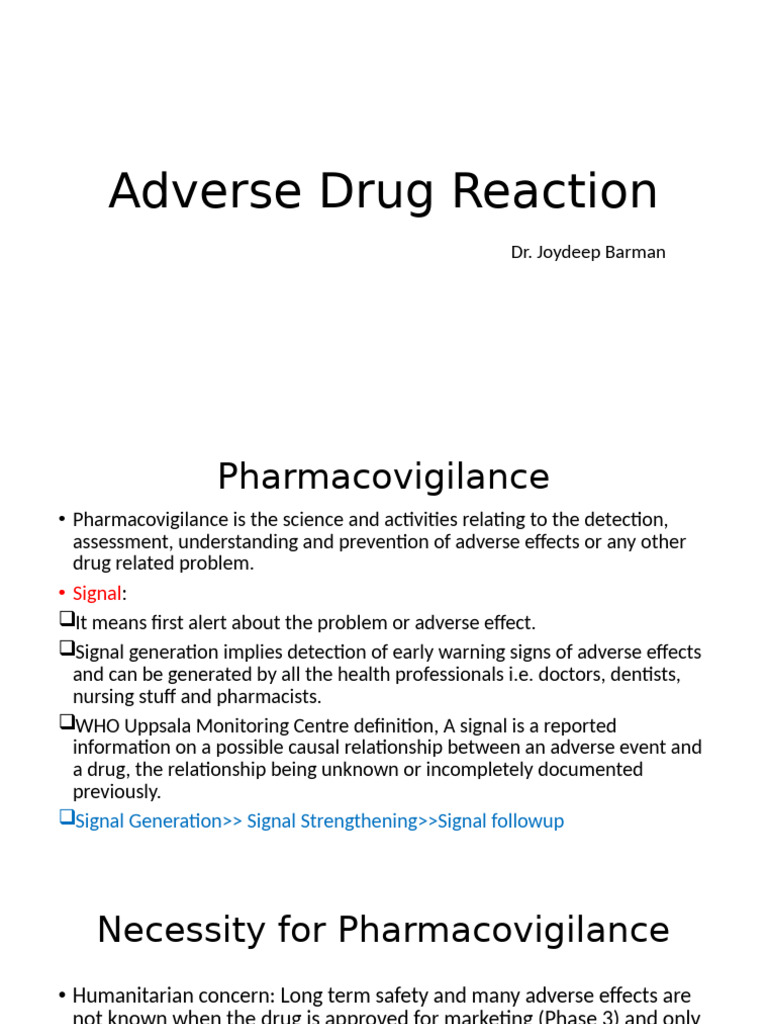 Understanding Adverse Drug Reactions | PDF | Pharmacovigilance ...