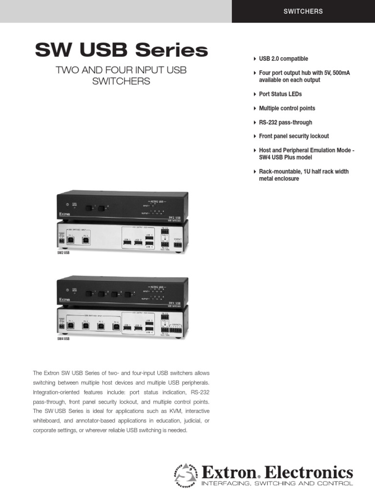Extron Electronics USB switchers User Manual revA1 | PDF | Usb ...